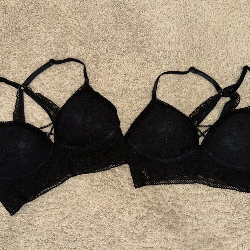 Victorias Secret Black Lace Bralettes Size M Gem