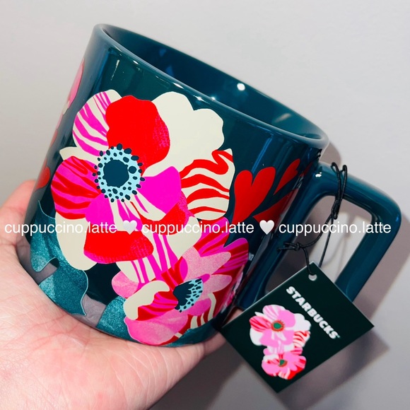 Starbucks Accessories Nwtstarbucks 224 Dark Blue Valentines Floral