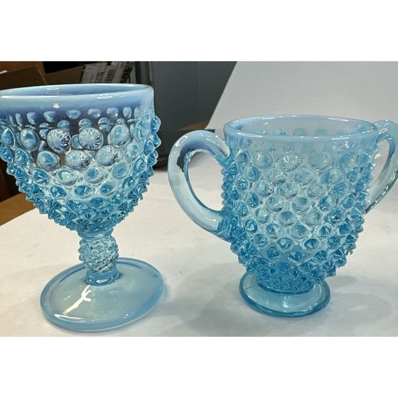 Fenton Dining Vintage Fenton Hobnail Blue Opalescent Glass Small