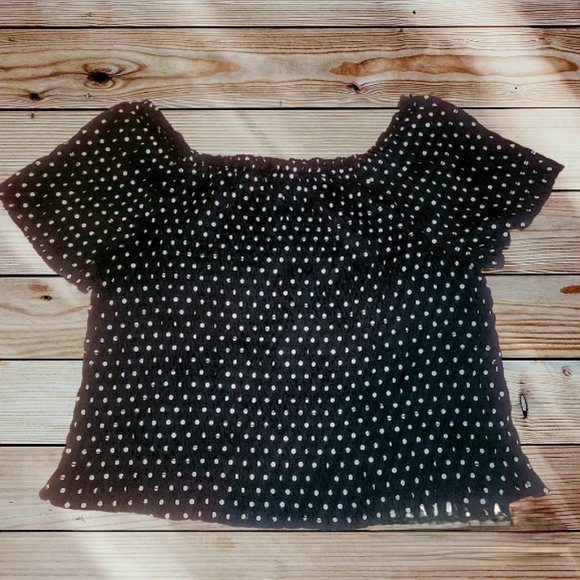 Torrid Tops Torrid 4x Black Polka Dot Smocked Top Onor Offthe