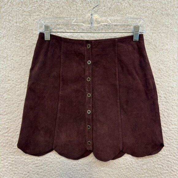 Ecote Skirts Ecote Suede Leather Mini Skirt 2 26 S Small Brown