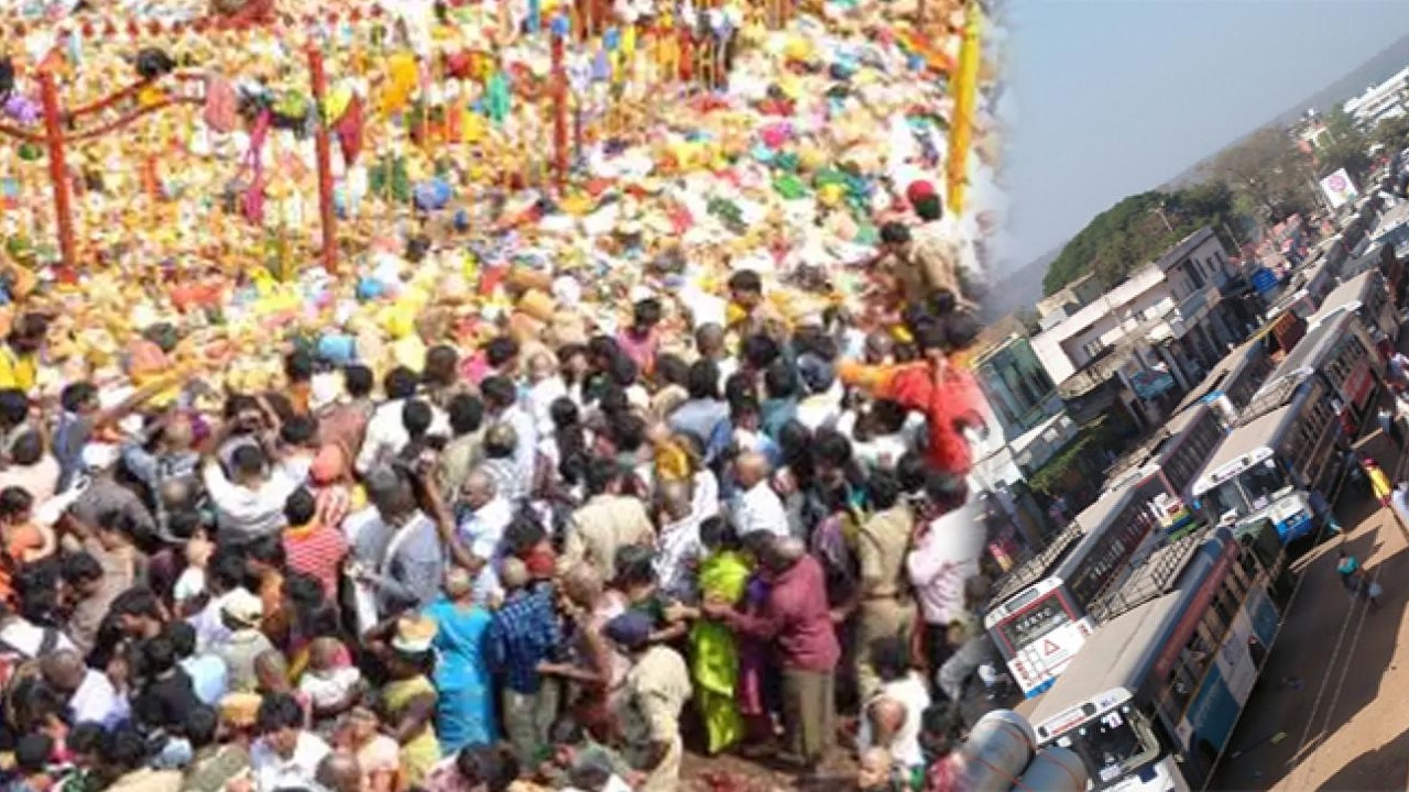 Medaram Devotees Rush భక్తుల రద్దీతో మేడారం కిటకిట భారీ ఎత్తున