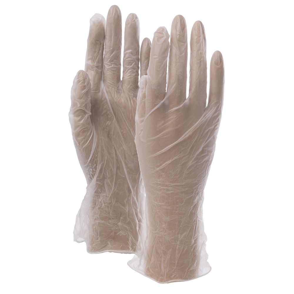 Clear Vinyl Lightly Powdered Disposable Gloves Extra Large