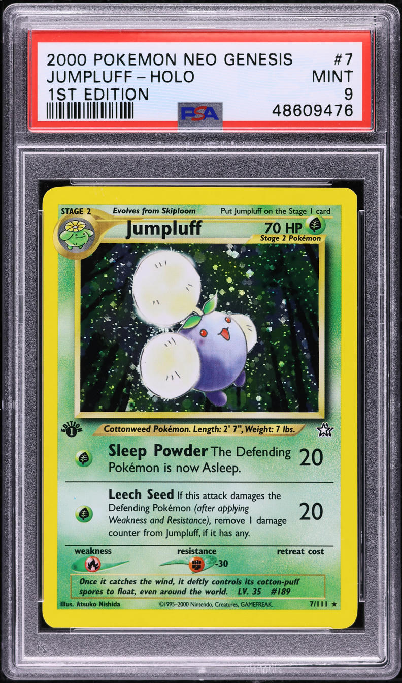 2000 Pokemon Neo Genesis 1st Edition Holo Jumpluff 7 Psa 9 Mint On