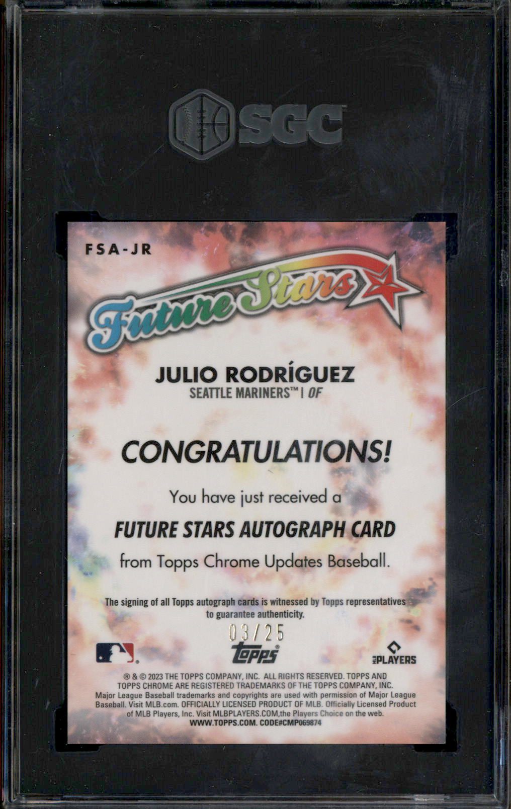 2023 Topps Chrome Future Stars Autograph Orange Julio Rodriguez Auto