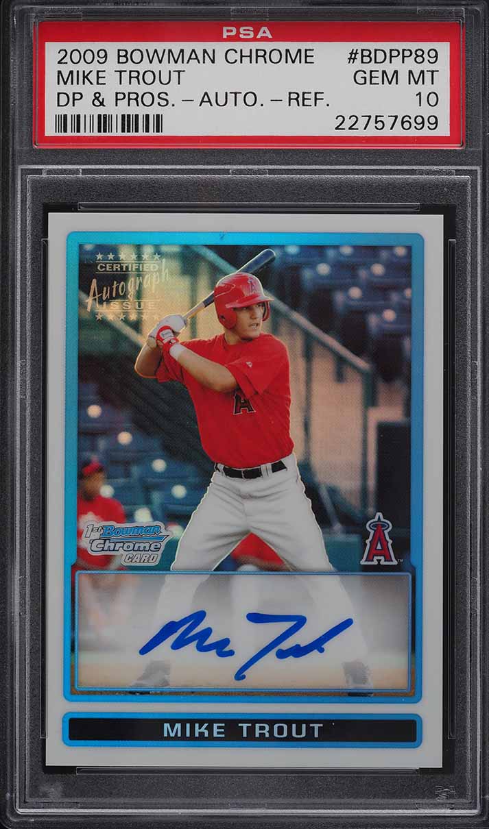 2009 Bowman Chrome Refractor Mike Trout Rookie Auto 500 Bdpp89 Psa 10