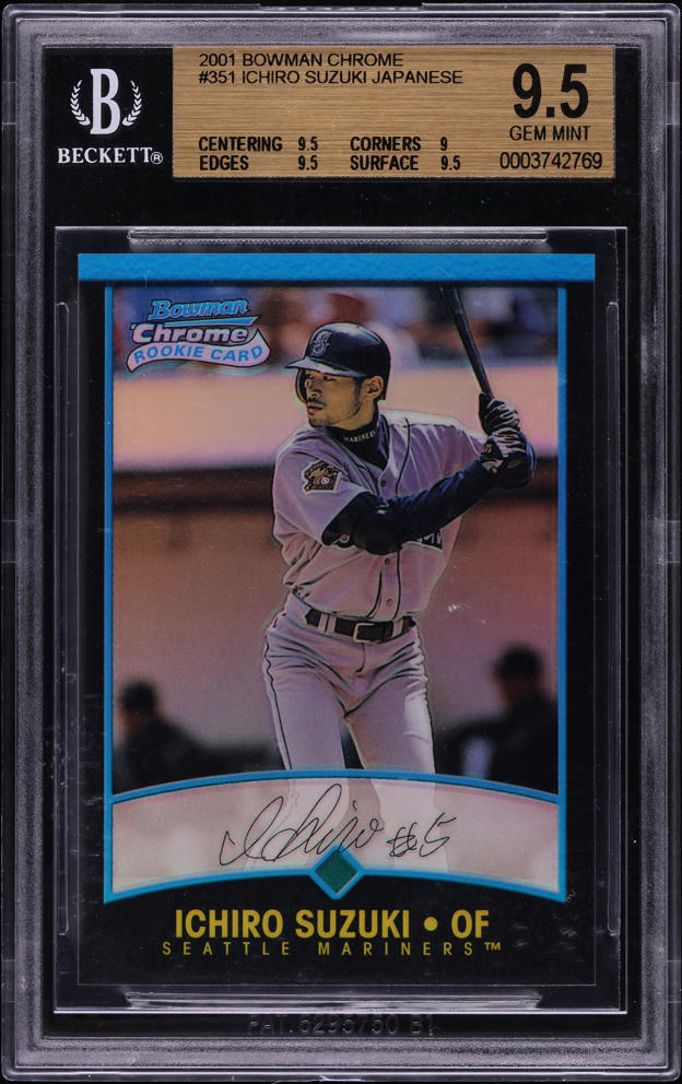 2001 Bowman Chrome Japanese Refractor Ichiro Suzuki Rookie 351 Bgs 95