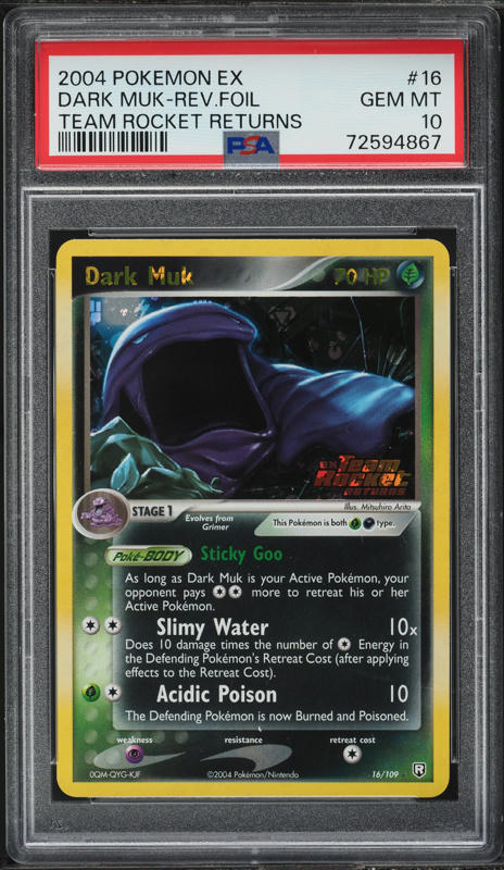 2004 Pokemon Ex Team Rocket Returns Reverse Holo Dark Muk 16 Psa 10