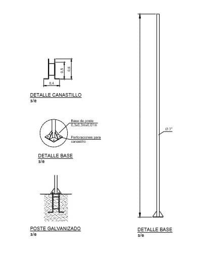 Poste Acero Galvanizado 6 Metros 3 Pulgadas Kit Fotovoltaico Panel