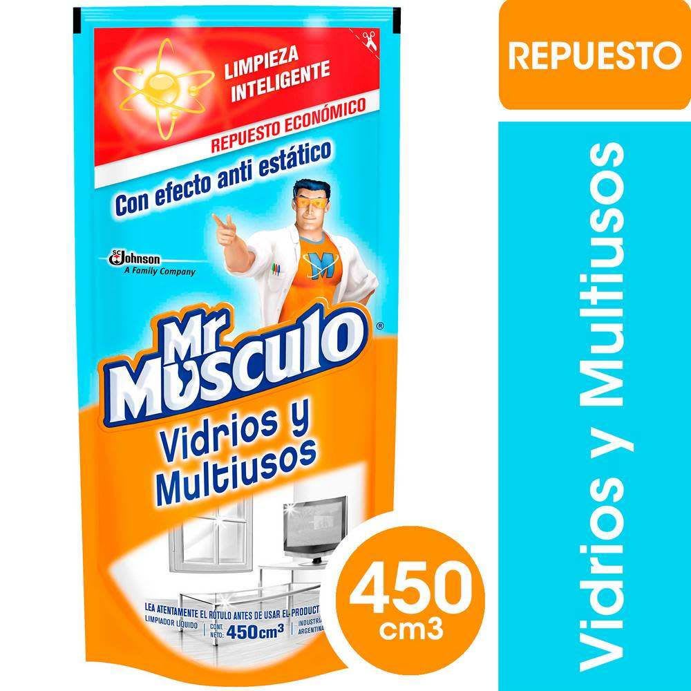 Mr Musculo Limpiador Líquido De Vidrios Y Multiuso Doypack 450 Ml