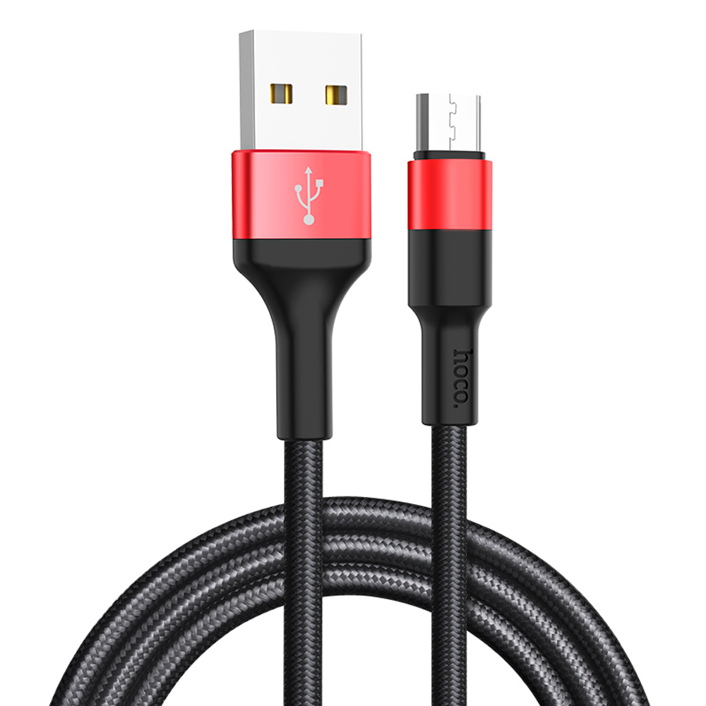 X26 Hoco Cable De Datos De Carga Rápida Micro Usb Speed Negrorojo