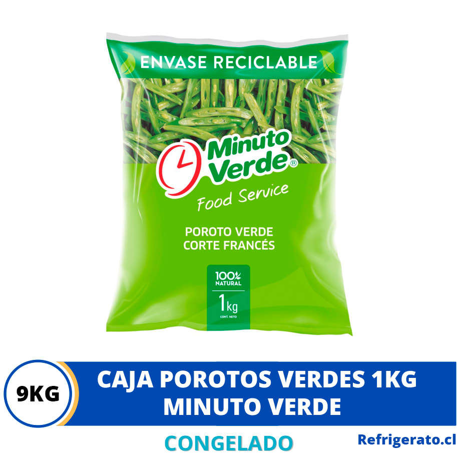 Caja 9un Porotos Verdes 1kg Minuto Verde Congelados Refrigerato