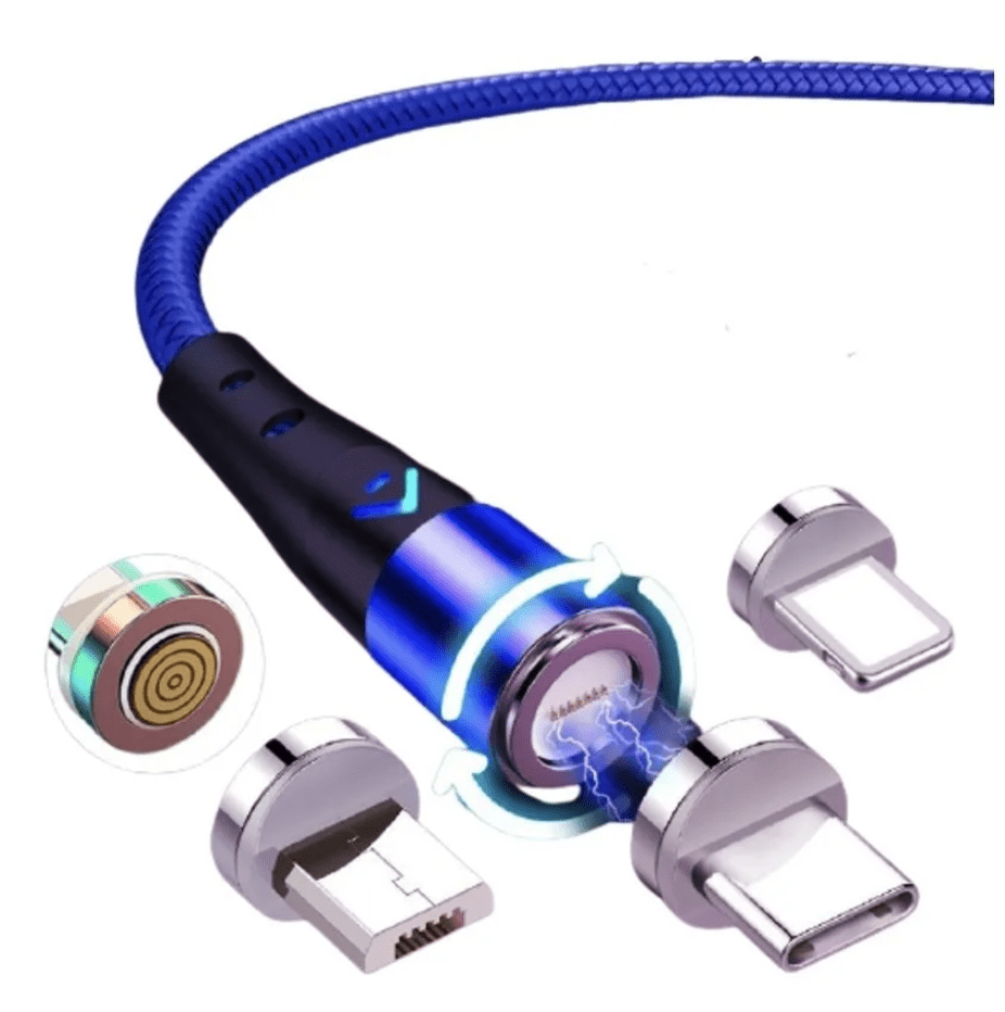 Cable Magnético Usb 3 En 1 Carga Rápida 3a Usb C Micro Usb Iphone