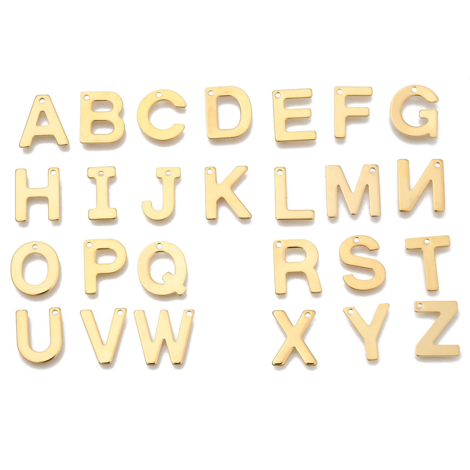 Letras Colgantes Abecedario 11 Mm Acero Dorado Unidad Matinée