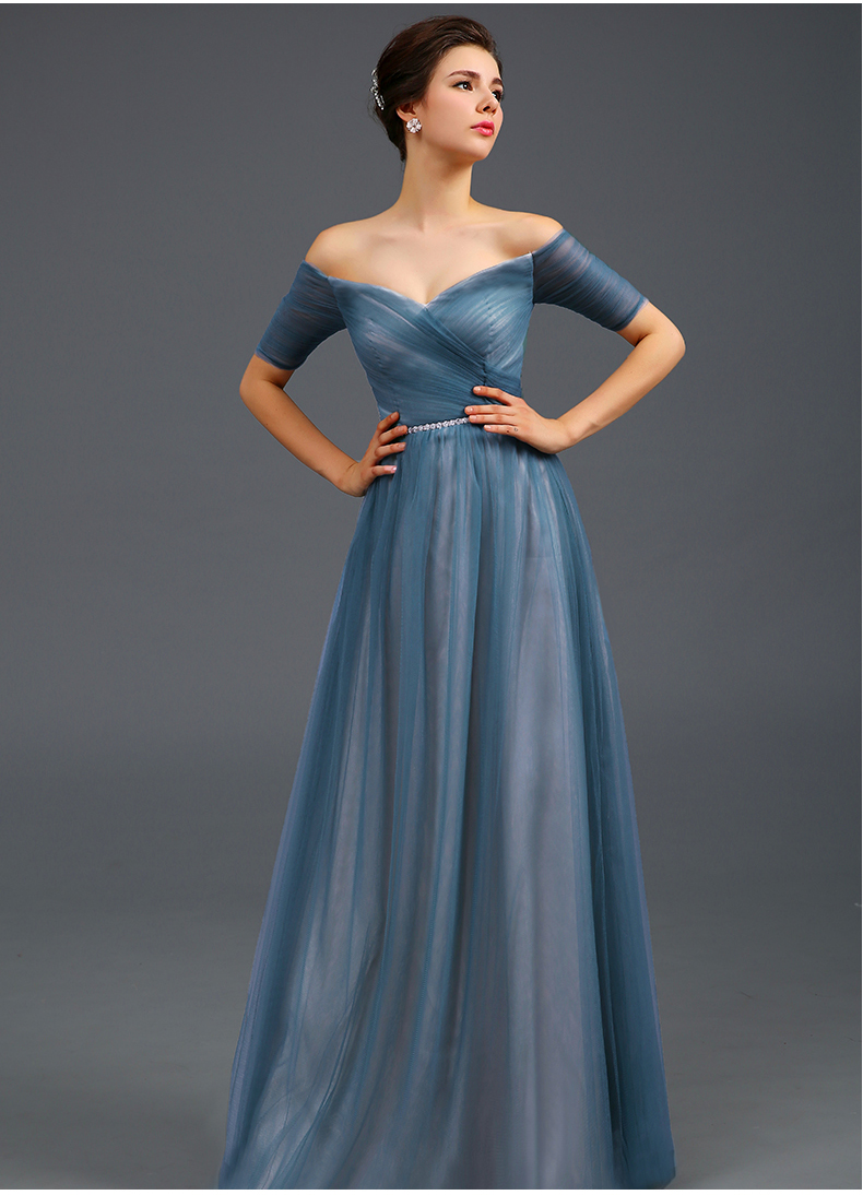 Light Blue Off The Shoulder Evening Dressa Line Formal Dresswomen