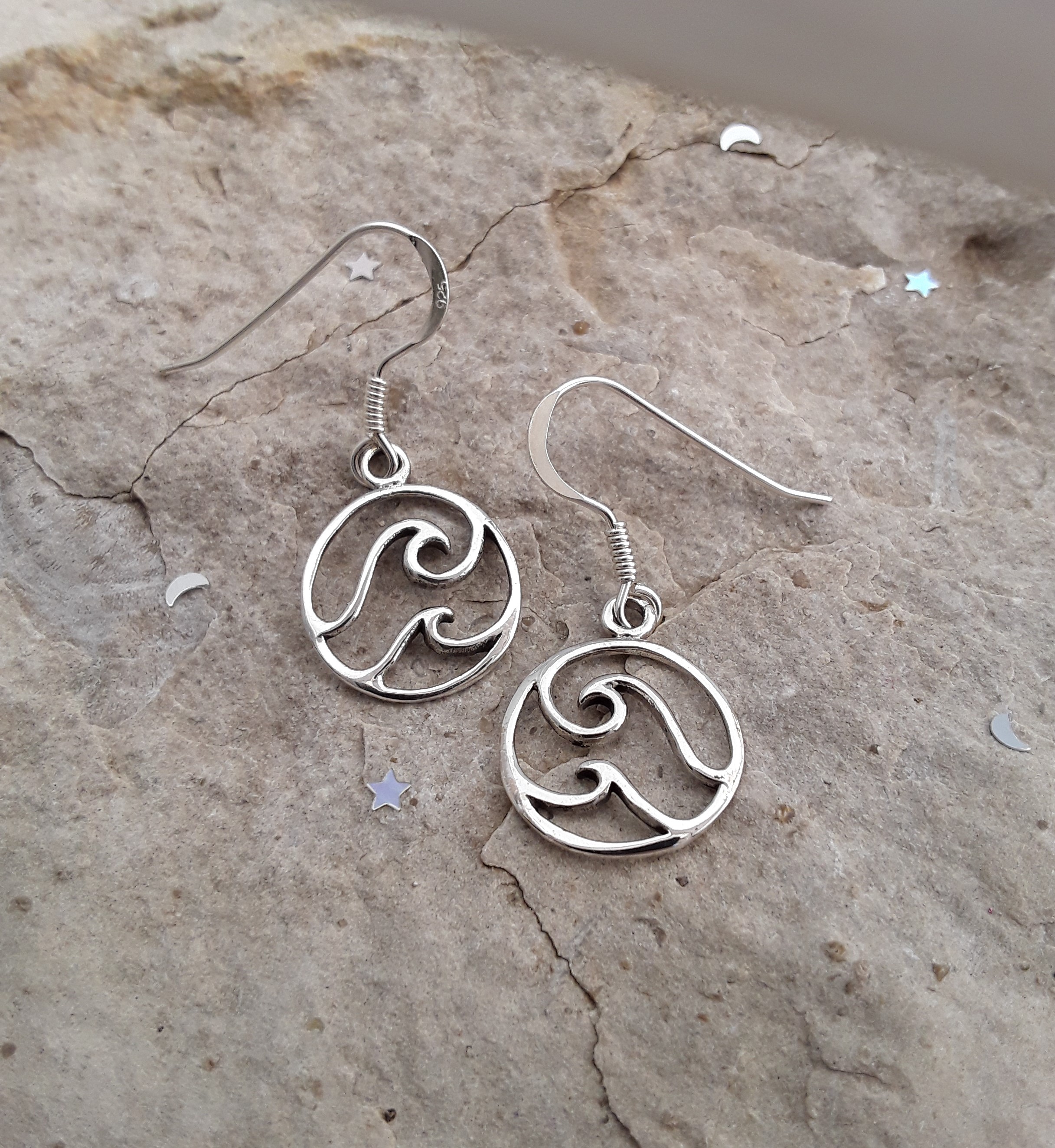 Sterling Silver Wave Dangle Earrings Nautical Jewelry On Storenvy