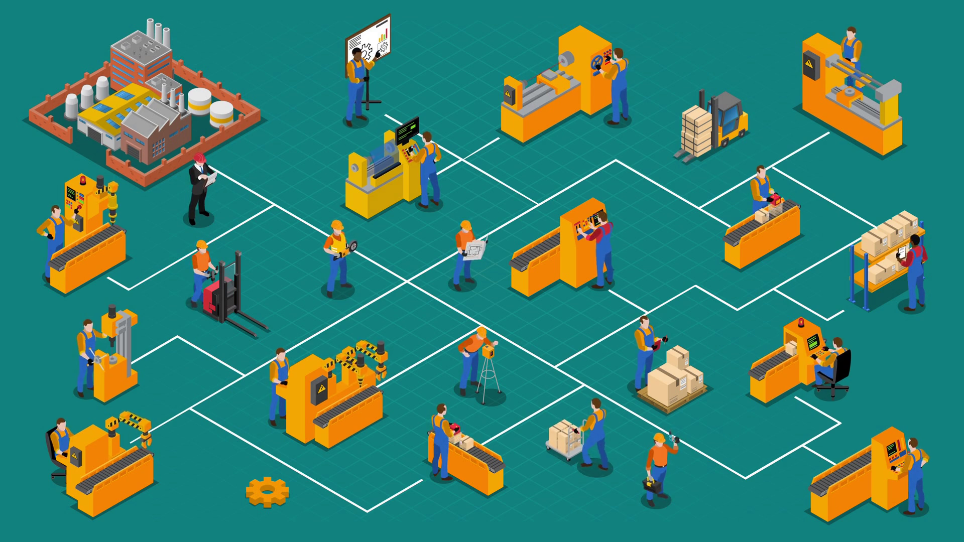 Factory Workers Isometric Flowchart Footage Stock Video Footage