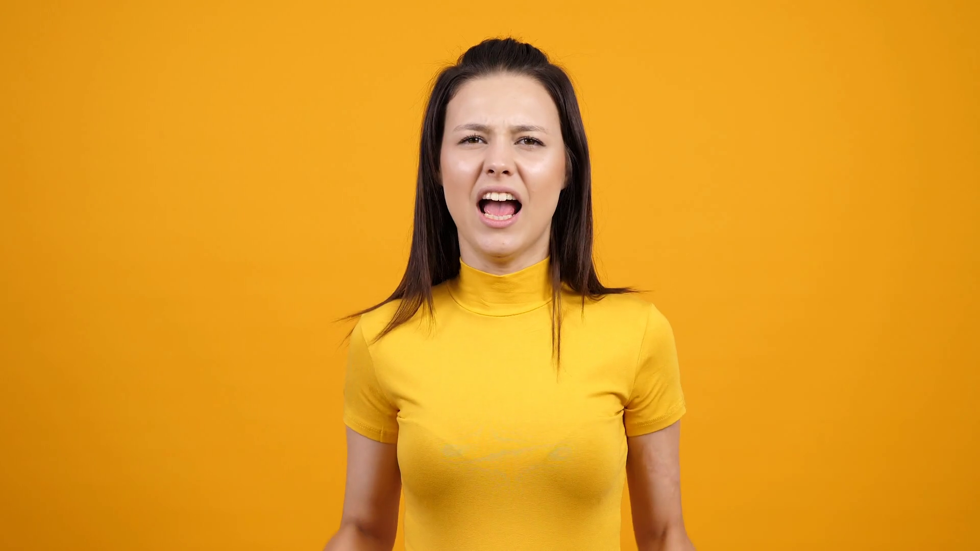 Anger And Frustration Expression Young Woman Screaming At The Camera