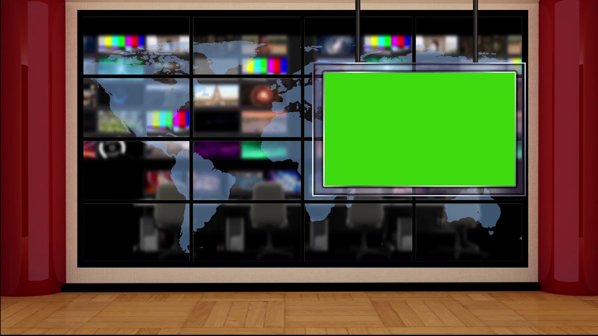 News Tv Studio Set 84 Virtual Green Screen Background Loop Stock Video