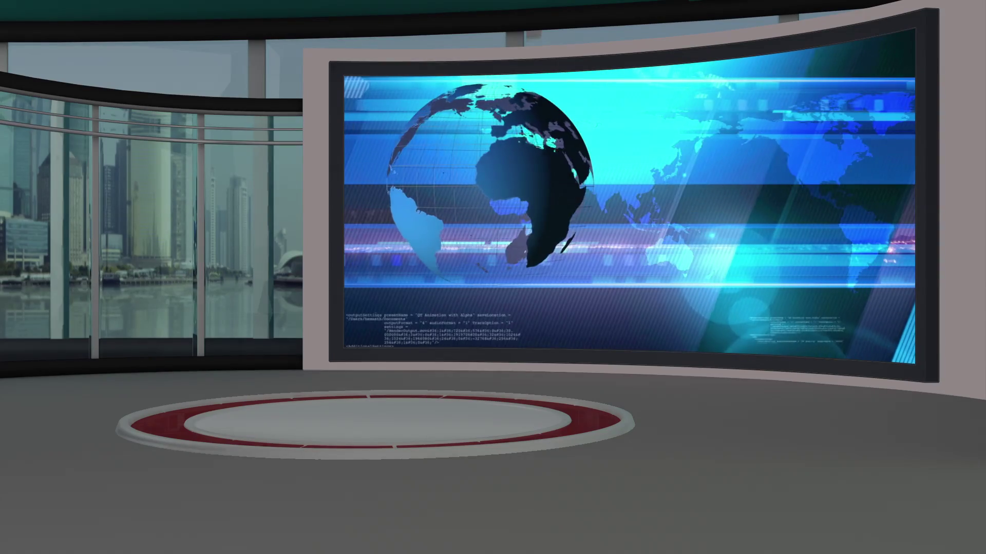 News Tv Studio Set 83 Virtual Background Loop Stock Video Footage