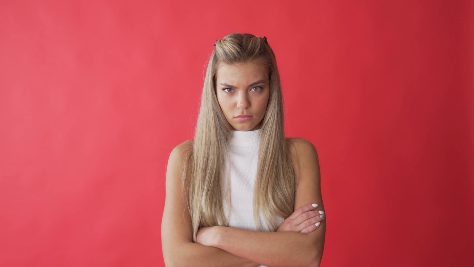 Angry Woman Face Expression Resentful Close Up Of Upset Model Face