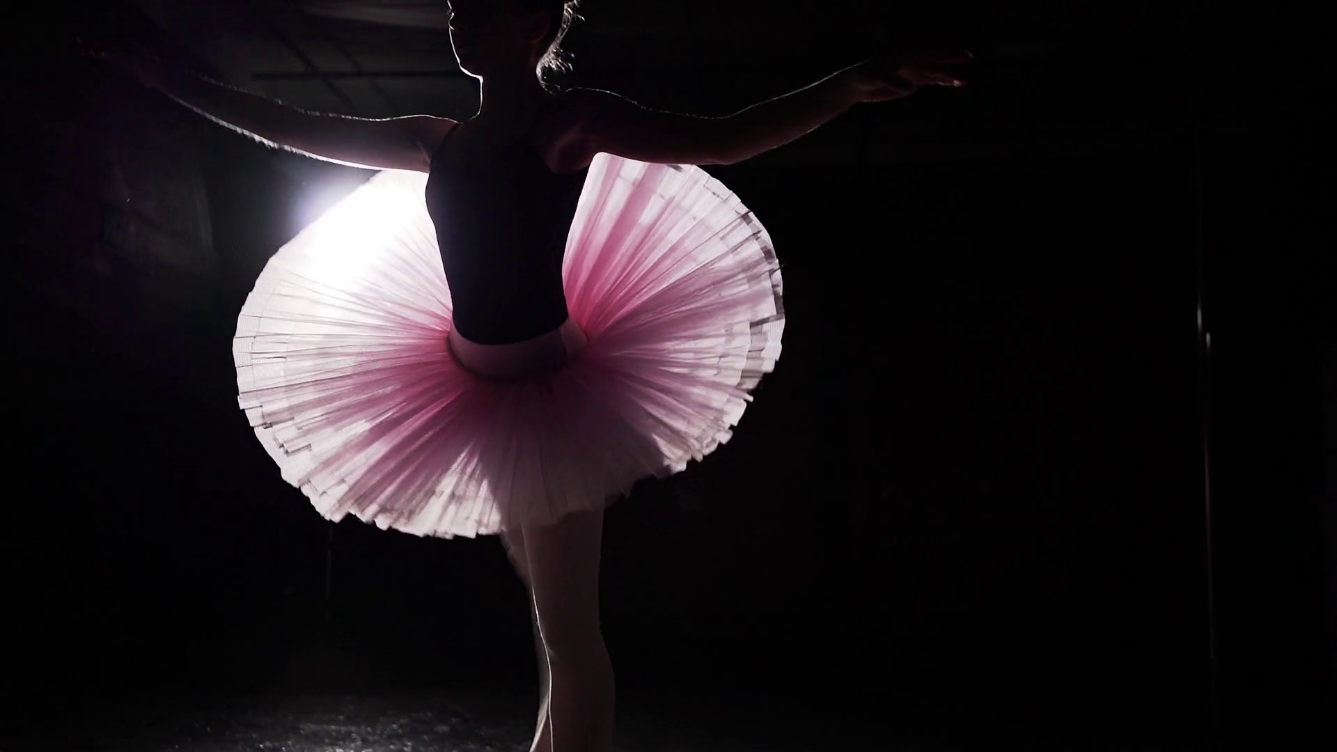 Slow Motion Shot Of Graceful Ballerina Dancing In Studio Beautiful