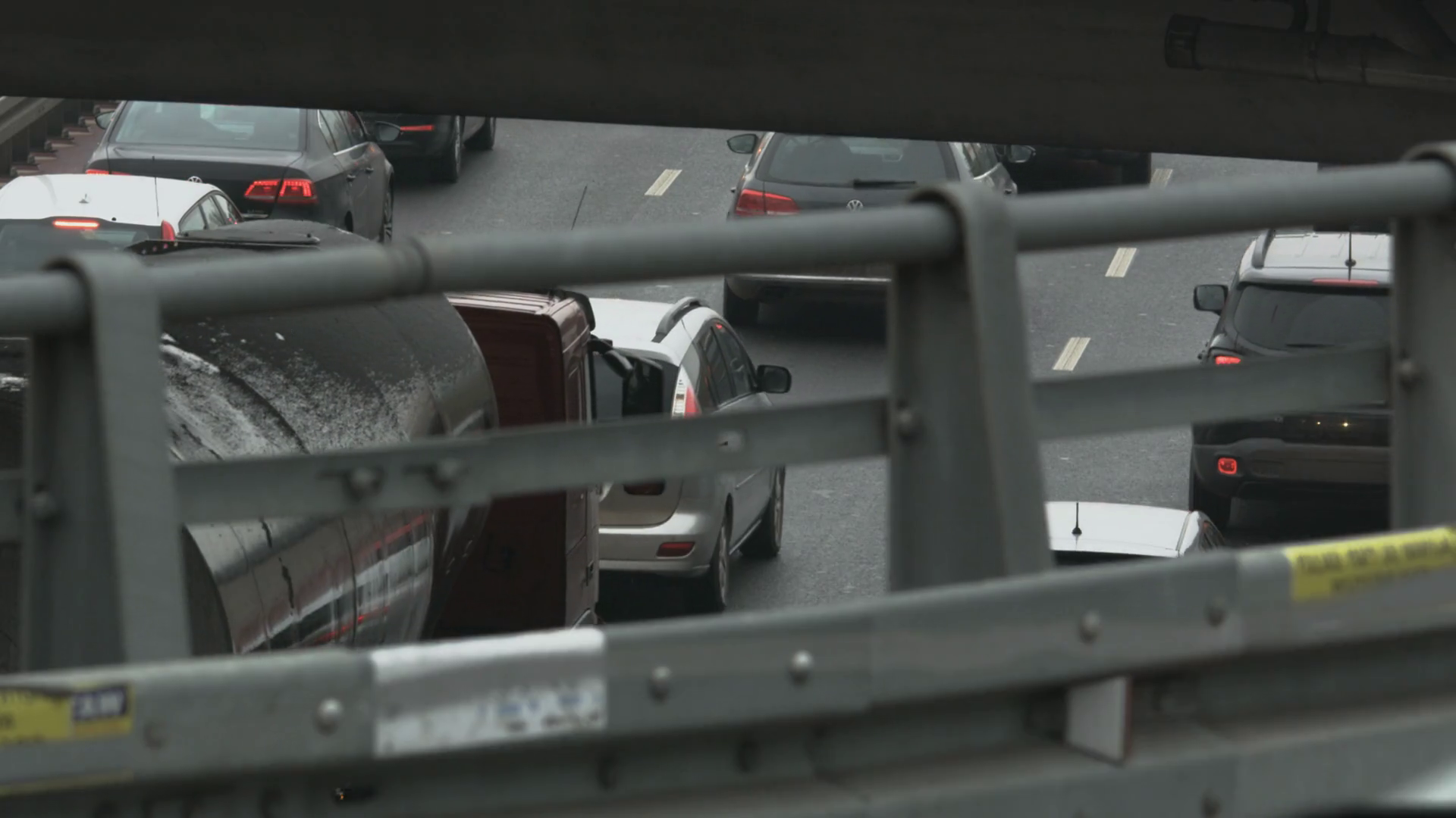 Cars Moving Slowly In Traffic Jam Seen From Stock Footage Sbv 317714030