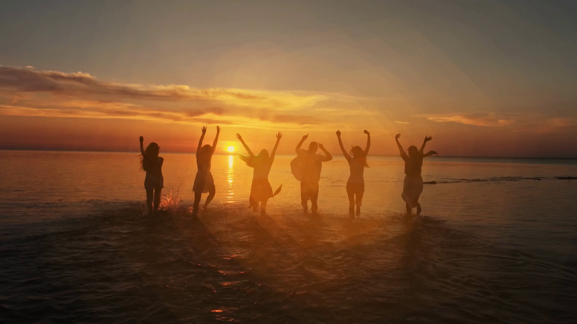 Group Of Happy Friends Running In To Water Stock Footage Sbv 328222811