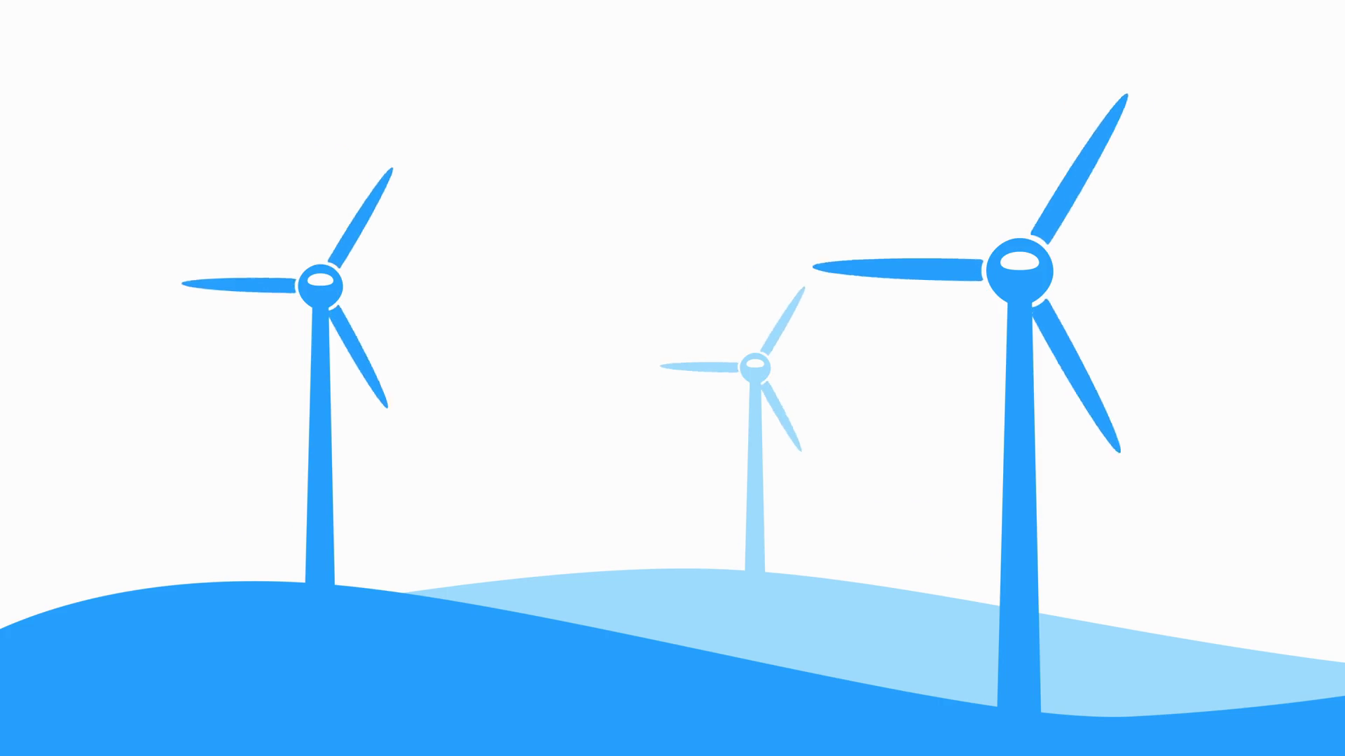 Three Wind Turbines With Rotating Blades Stock Motion Graphics Sbv