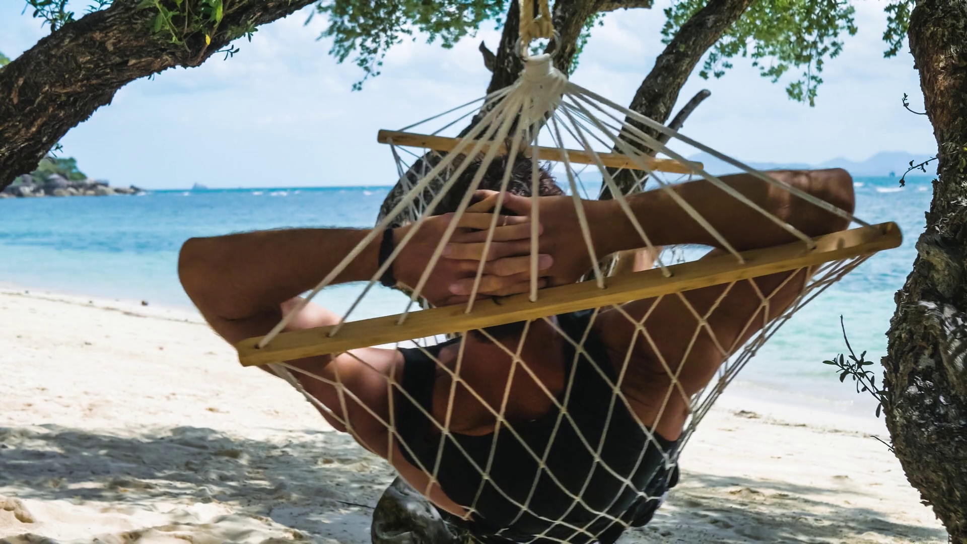 Relaxing In Hammock Beautiful Ocean Stock Footage Sbv 317718785