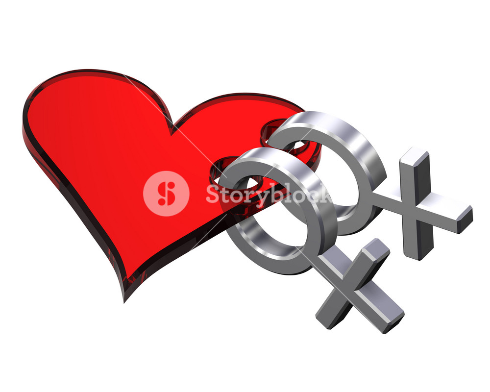 Two Chrome Female Sex Symbol With Heart Royalty Free Stock Image