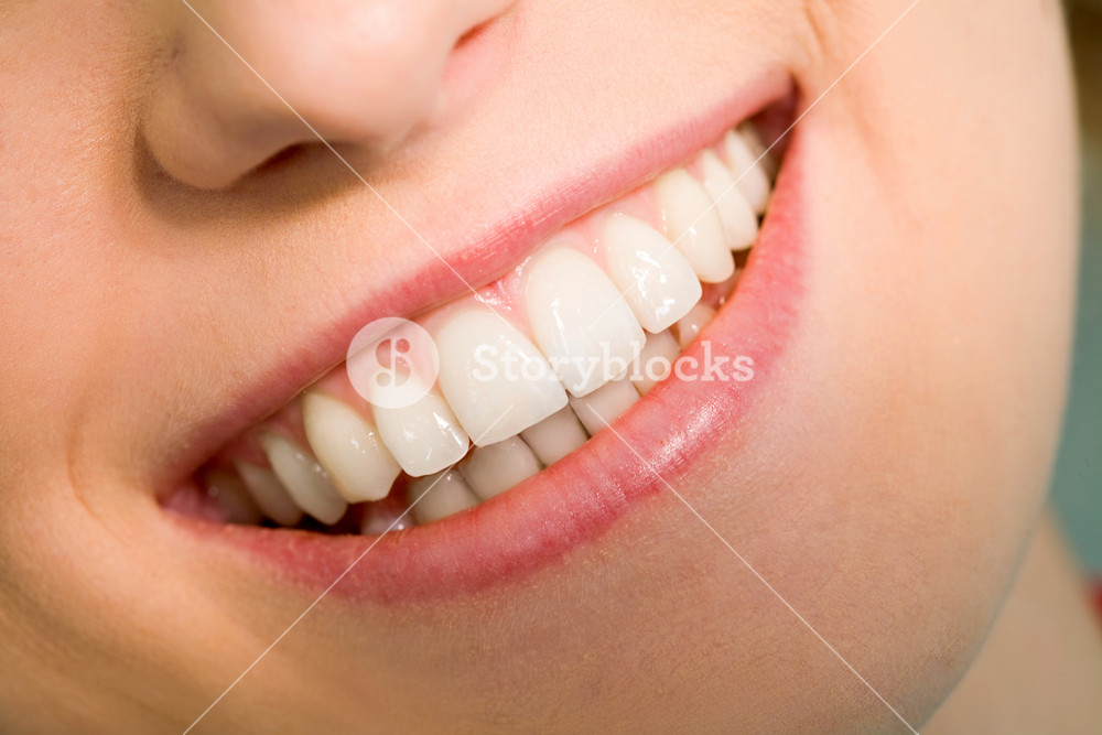 Close Up Of Happy Female Smile And Healthy Teeth Royalty Free Stock