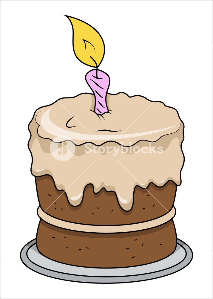 Adorable Cartoon Birthday Cake Vector Illustrations Royalty Free