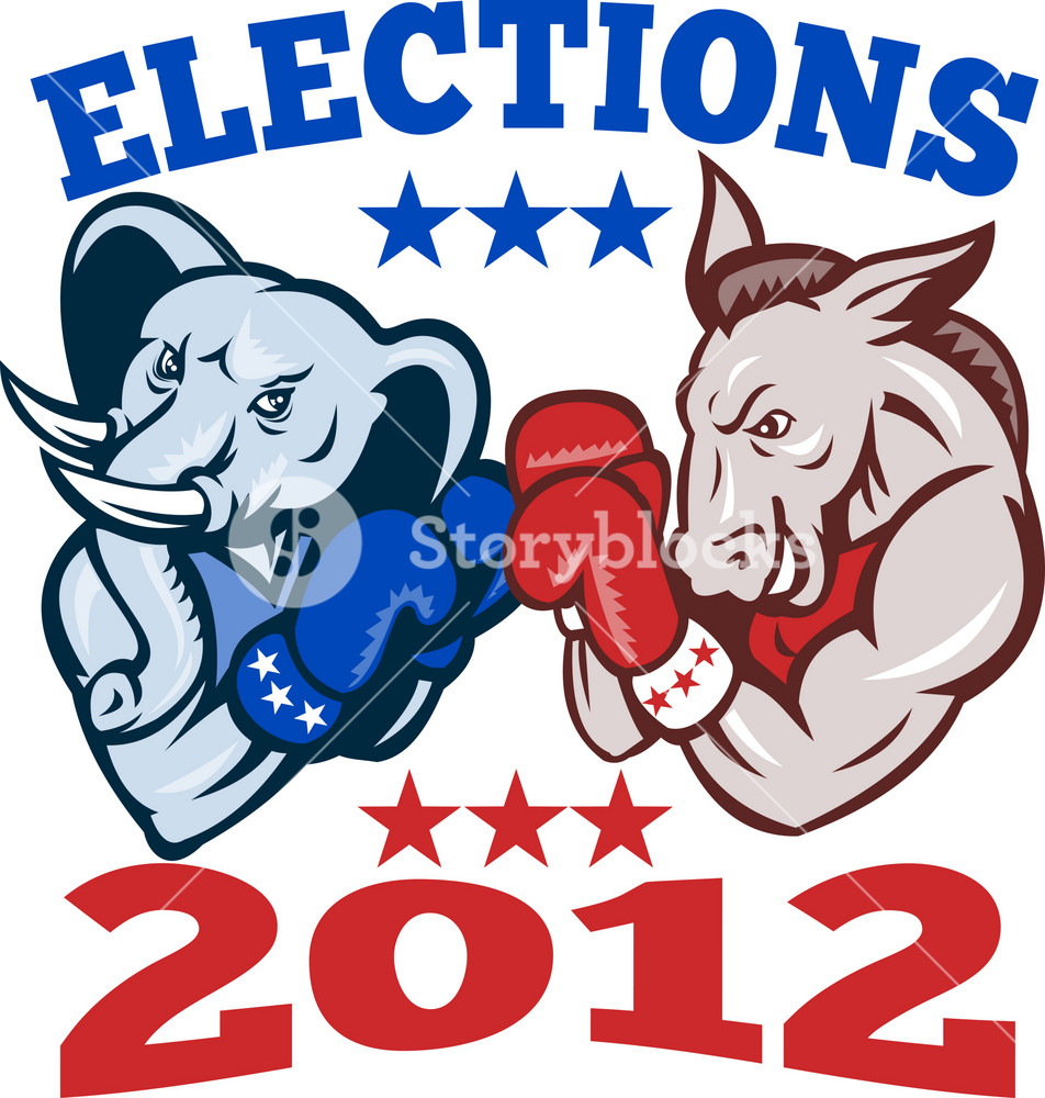 Democrat Donkey Republican Elephant Mascot 2012 Royalty Free Stock