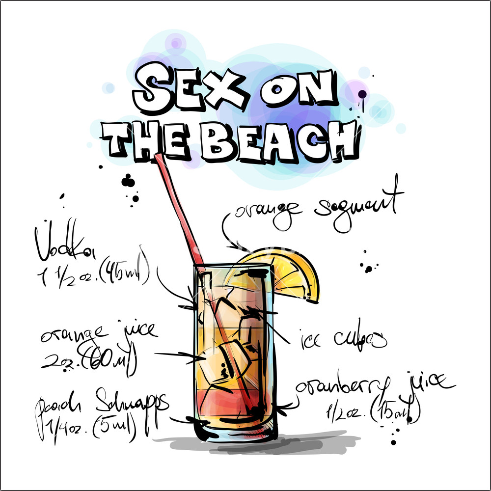 Hand Drawn Illustration Of Cocktail Sex On The Beach Vector