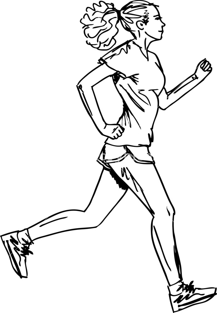 Sketch Of Female Marathon Runner Vector Illustration Royalty Free