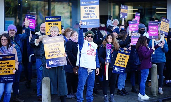 Rcn Picket In Cardiff During Nurses Pay Strike