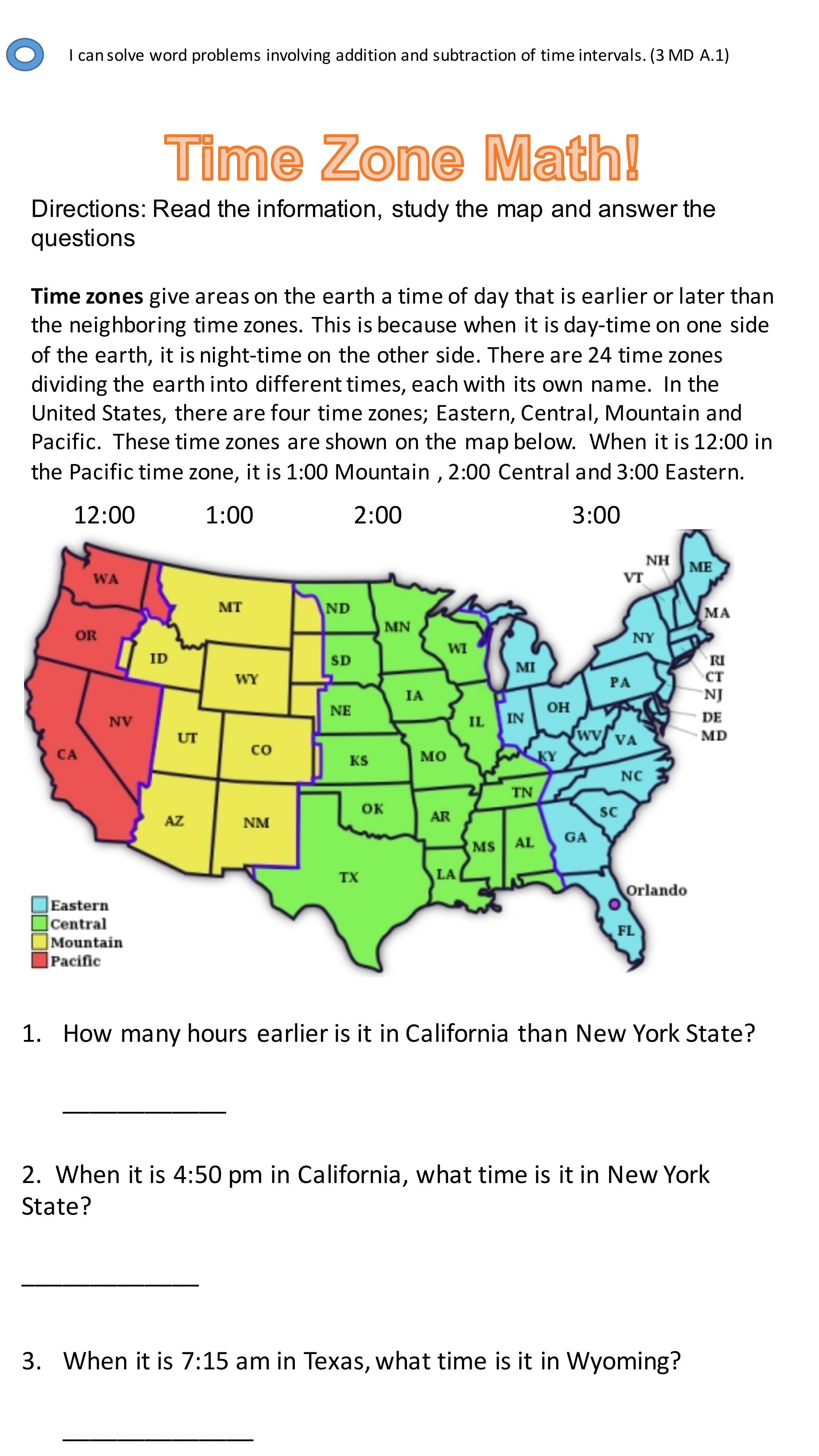 Printable Time Zone Sheet Free Printable Worksheet