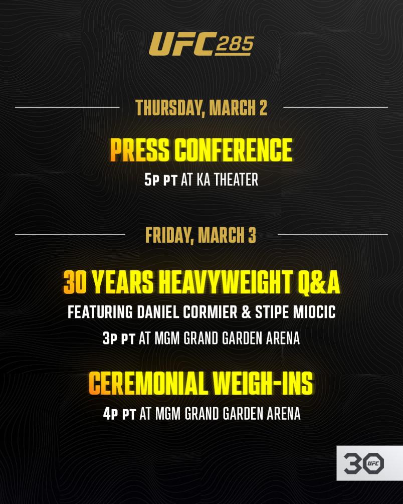 Ufc 285 Jones Vs Gane Pre And Post Event Schedule Ufc