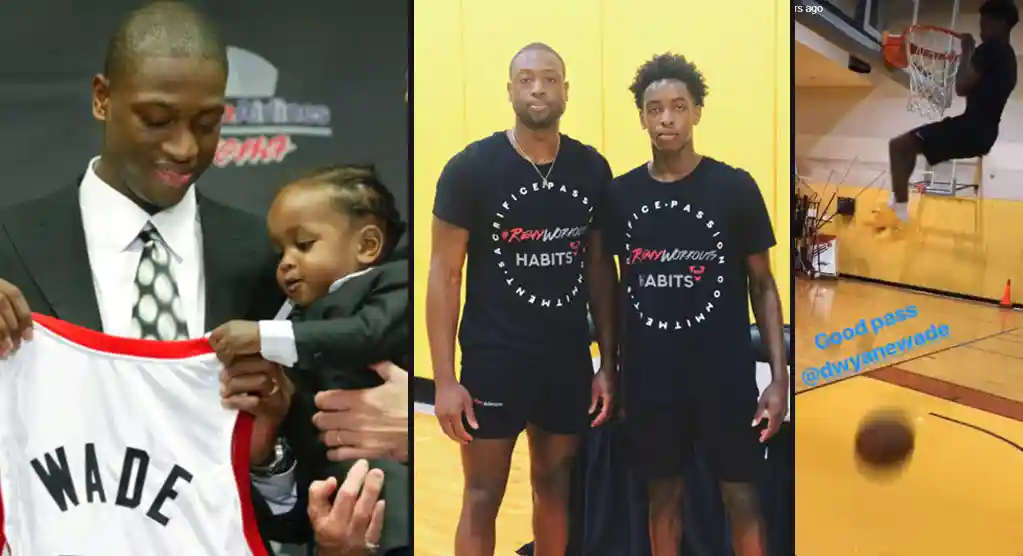 Dwyane Wade And Son Zaire Throwing Lobs To Each Other