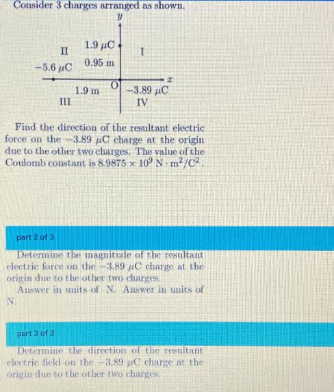 Solved Consider 3 Charges Arranged As Shown Y I Solutioninn