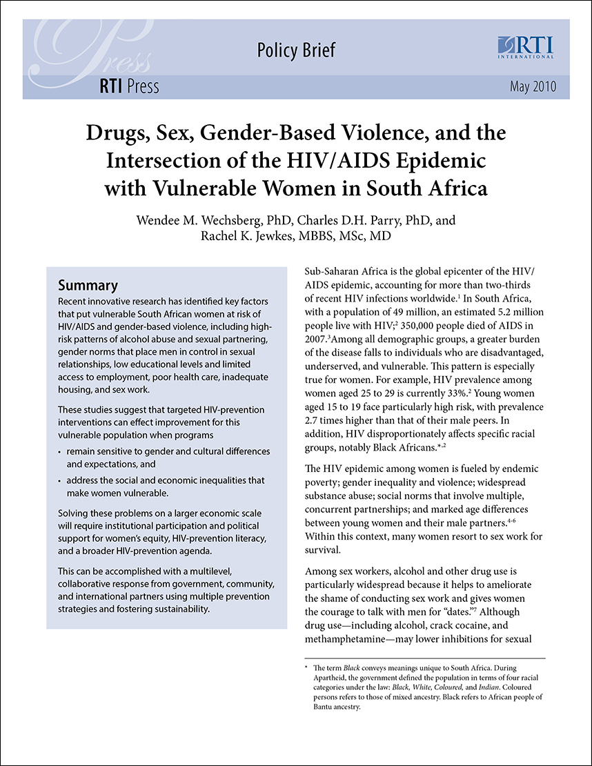 Drugs Sex Gender Based Violence And The Intersection Of The Hivaids