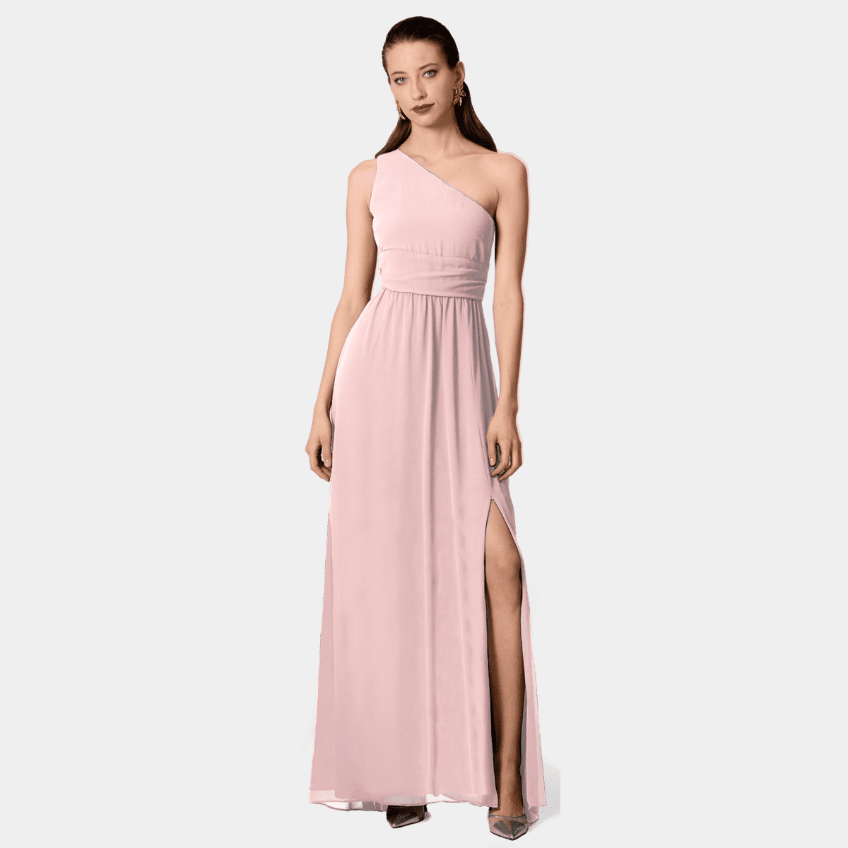 Blush Pink Asymmetric Empire Long Dress Sumissura