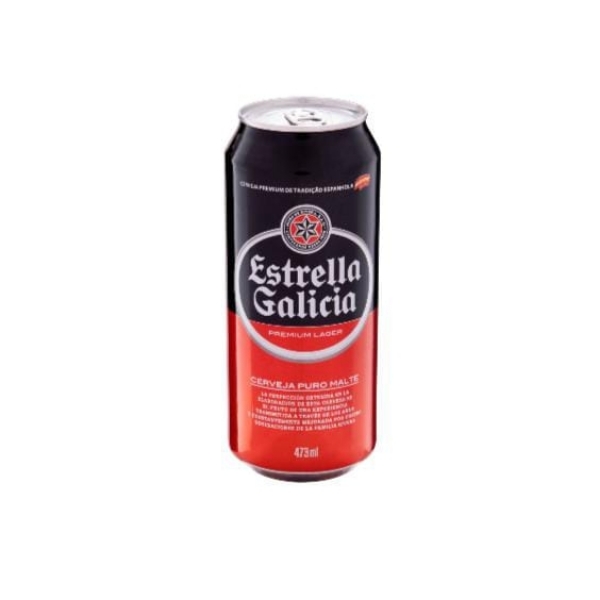 Cerveja Lager Premium Puro Malte Estrella Galícia Lata 473ml Pack 12