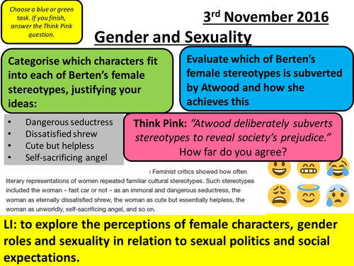 The Handmaids Tale Aqa New Spec Gender And Sexuality Teaching Resources