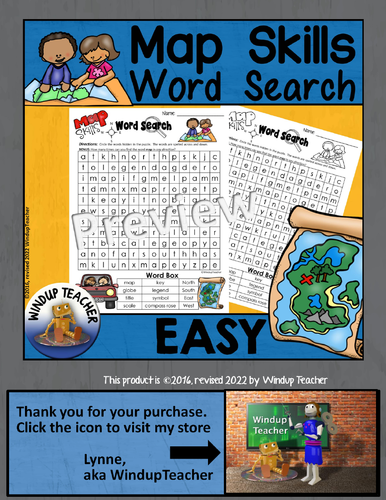 Map Skills Word Search Easy Teaching Resources