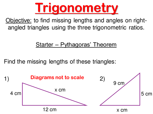 Trigonometry In Right Angled Triangles Teaching Resources