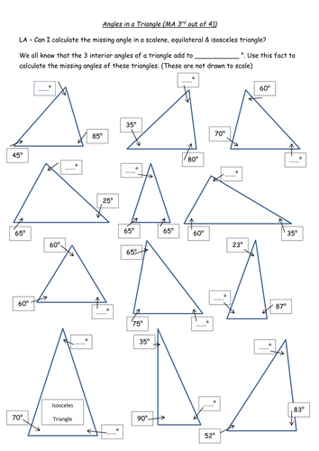 Finding Missing Angles In Triangles Worksheet Pdf