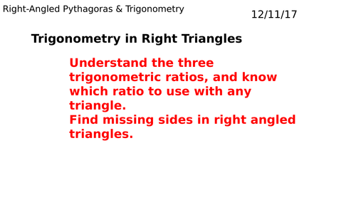 Introducing Trigonometry In Right Angled Triangles Teaching Resources