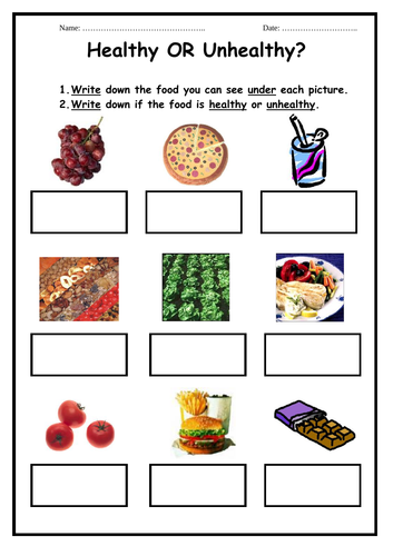 Healthy Or Unhealthy Foods 2 Worksheets Teaching Resources